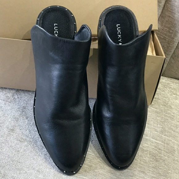 Lucky Brand | Shoes | Lucky Brand Pentt Black Leather Western Mule ...